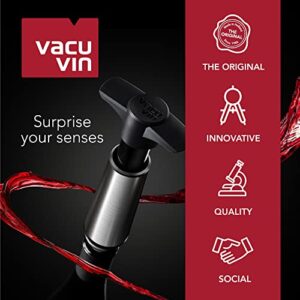 The Original Vacu Vin Wine Saver Pump and Wine Preserver with Vacu Vin Wine Stoppers Vacuum Sealer. Wine Pump and Wine Vacuum Stopper are Black. Wine Set Keeps Wine Fresher for Longer.