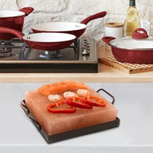 Himalayan Chef Natural Pink Salt Plate For Cooking,Grilling,Cutting and Serving - Pink Salt Slab (8" x 8" x 2")