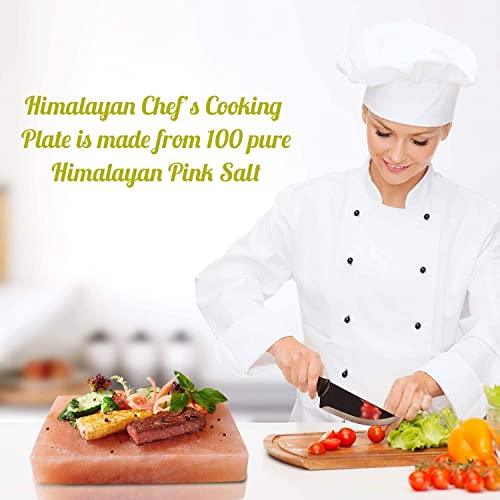 Himalayan Chef Natural Pink Salt Plate For Cooking,Grilling,Cutting and Serving - Pink Salt Slab (8" x 8" x 2")