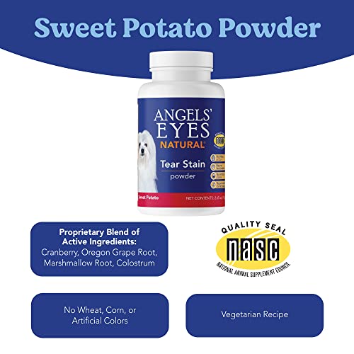 Angels’ Eyes Natural Tear Stain Prevention Sweet Potato Powder for Dogs and cats | For All Breeds | No Wheat No Corn | Daily Support for Eye Health | Proprietary Formula