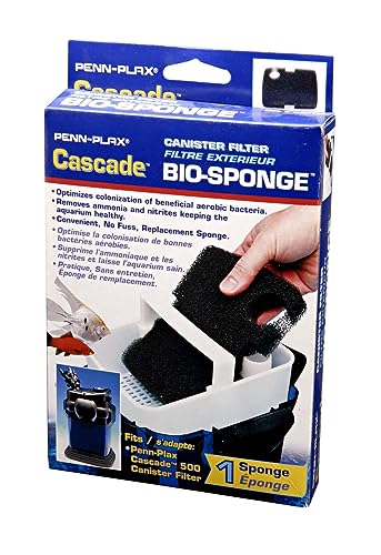 Penn-Plax Cascade 500/350 GPH Canister Filter Aquarium Bio Sponge Replacement; 1 Pack