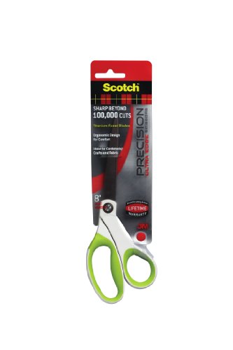 Scotch 8" Precision Ultra Edge Bent Titanium Scissors, Great for Everyday Cutting Needs (1458TBG)