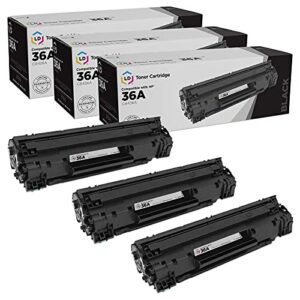 ld products compatible hp 36a black toner cartridge replacement cb436a for use in laserjet printers m1522n mfp, m1522nf mfp, p1505 & p1505n (3-pack)