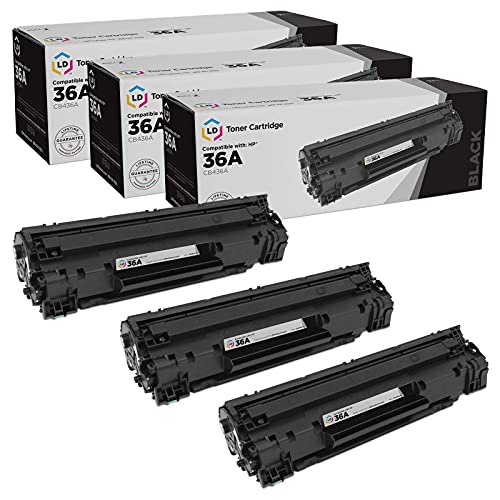 LD Products Compatible HP 36A Black Toner Cartridge Replacement CB436A for use in Laserjet Printers M1522n MFP, M1522nf MFP, P1505 & P1505n (3-Pack)