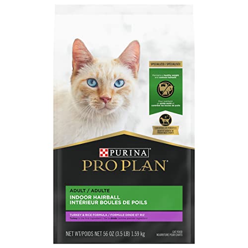 Purina Pro Plan Hairball Management, Indoor Cat Food, Turkey and Rice Formula - 3.5 lb. Bag