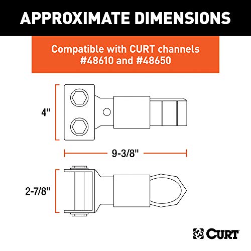 CURT 25319 Channel-Mount Adjustable Trailer Coupler, 2-Inch Hitch Ball, 7,000 lbs , black