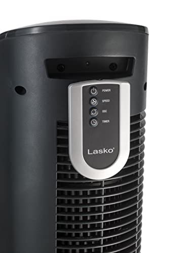 Lasko 2519 3-Speed Wind Tower Fan with Remote Control, 38 Inch, Gray