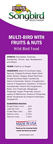 Audubon Park Songbird Selections 11980 Multi Wild Bird Food with Fruits and Nuts, 15 lb