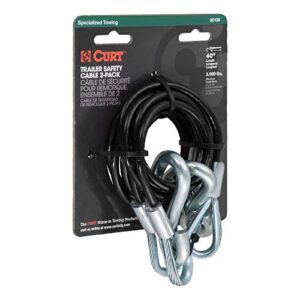 CURT 80136 43-7/8-Inch Vinyl-Coated Trailer Safety Cables, 3/8-In Snap Hooks, 3,500 lbs Break Strength, 2-Pack