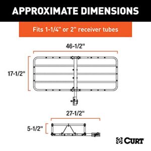 CURT 18145 48 x 20-Inch Basket Hitch Cargo Carrier, 500 lbs Capacity, Black Steel, 1-1/4, 2-In Adapter Shank