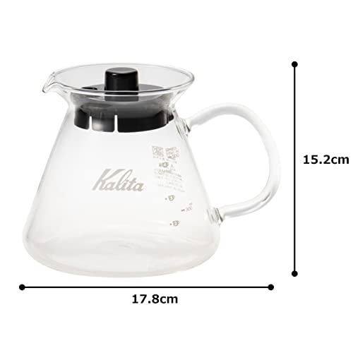 Kalita (Carita) Coffee Server I Pour Over Carafe I 500ml (17oz) I Pot Fits Kalita Drippers I Heat Resistant Glass I Made in Japan I, Single Cup, Clear