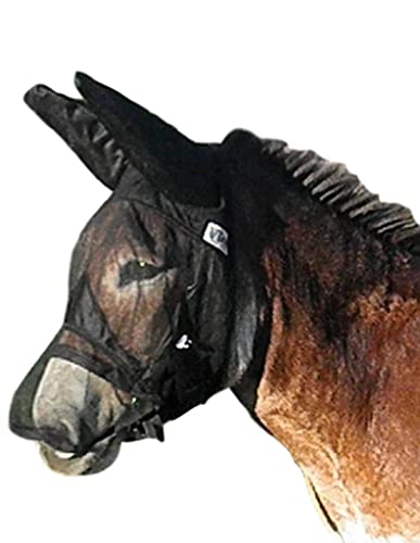 Cashel Quiet Ride Mule Fly Mask with Long Nose and Ears, Black, Mule Horse