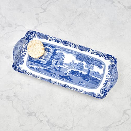 Pimpernel Spode Blue Italian Collection Sandwich Tray | Serving Platter | Crudité and Appetizer Tray for Indoor and Outdoor use | Made of Melamine | Measures 15.1" x 6.5" | Dishwasher Safe