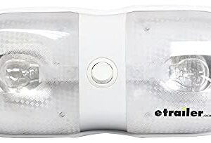 Bargman Interior Light, 76 Series, Dual Light, Single Switch, White Lens, White Plastic Housing, Each, 1 Count (Pack of 1)