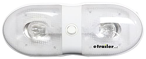 Bargman Interior Light, 76 Series, Dual Light, Single Switch, White Lens, White Plastic Housing, Each, 1 Count (Pack of 1)