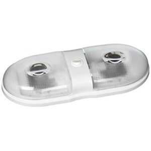 Bargman Interior Light, 76 Series, Dual Light, Single Switch, White Lens, White Plastic Housing, Each, 1 Count (Pack of 1)