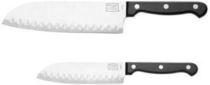 chicago cutlery 2-piece stainless steel triple rivet polymer handles essentials partoku/ santoku set, black