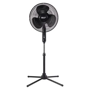 comfort zone czst161btebk 16” oscillating pedestal fan, 3-speed options, 90-degree oscillating head, adjustable height and tilt, powerful air flow, black