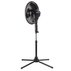 Comfort Zone CZST161BTEBK 16” Oscillating Pedestal Fan, 3-speed Options, 90-Degree Oscillating Head, Adjustable Height and Tilt, Powerful Air Flow, Black