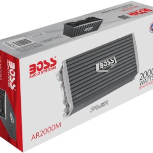 BOSS Audio Systems AR2000M Monoblock Car Amplifier - 2000 Watts, 2-4 Ohm Stable, Class A-B, Mosfet Power Supply, Gray