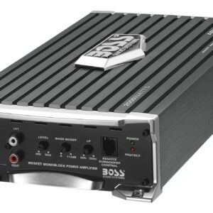 BOSS Audio Systems AR2000M Monoblock Car Amplifier - 2000 Watts, 2-4 Ohm Stable, Class A-B, Mosfet Power Supply, Gray