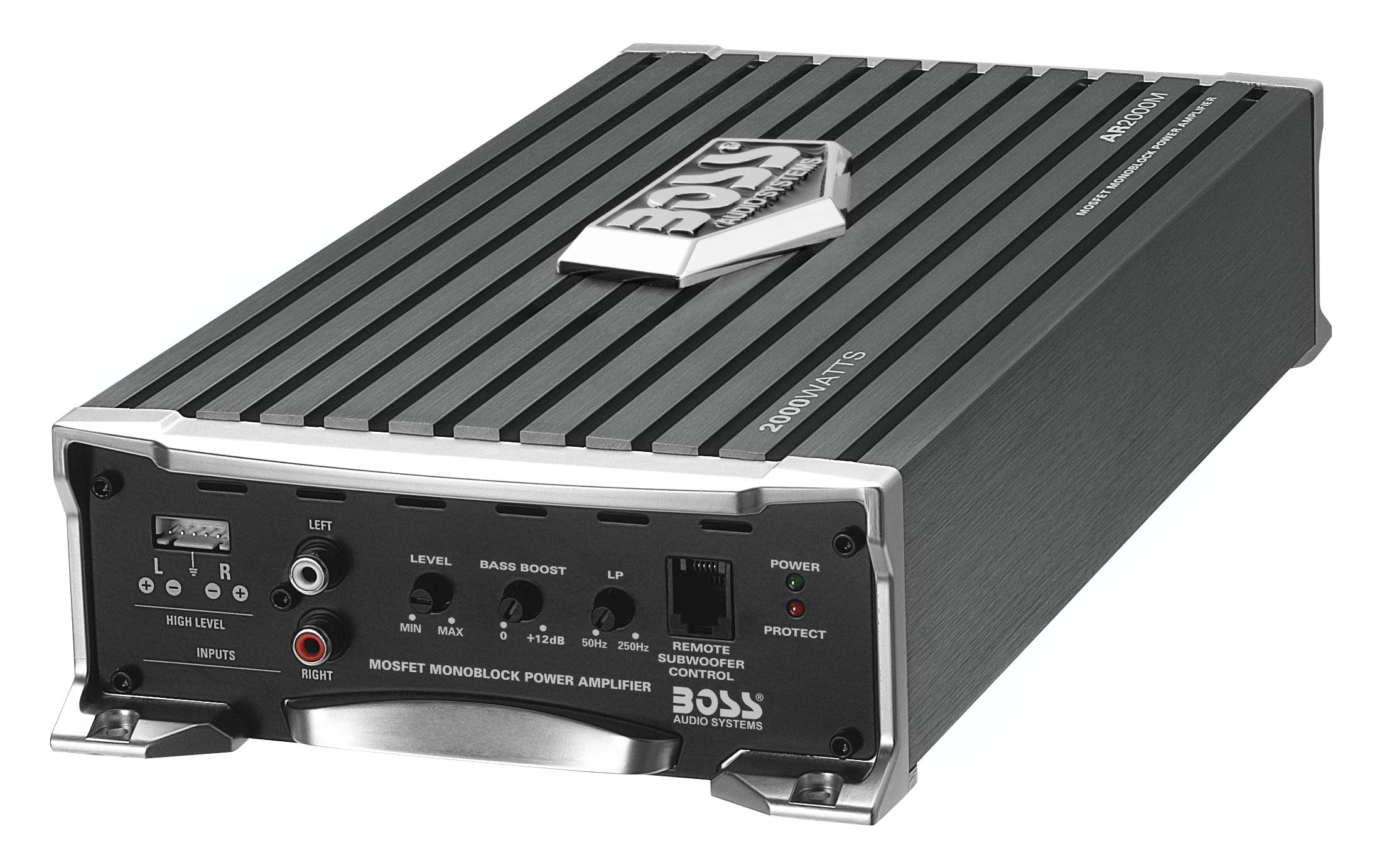 BOSS Audio Systems AR2000M Monoblock Car Amplifier - 2000 Watts, 2-4 Ohm Stable, Class A-B, Mosfet Power Supply, Gray