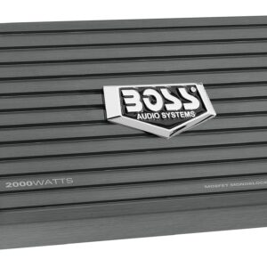 BOSS Audio Systems AR2000M Monoblock Car Amplifier - 2000 Watts, 2-4 Ohm Stable, Class A-B, Mosfet Power Supply, Gray