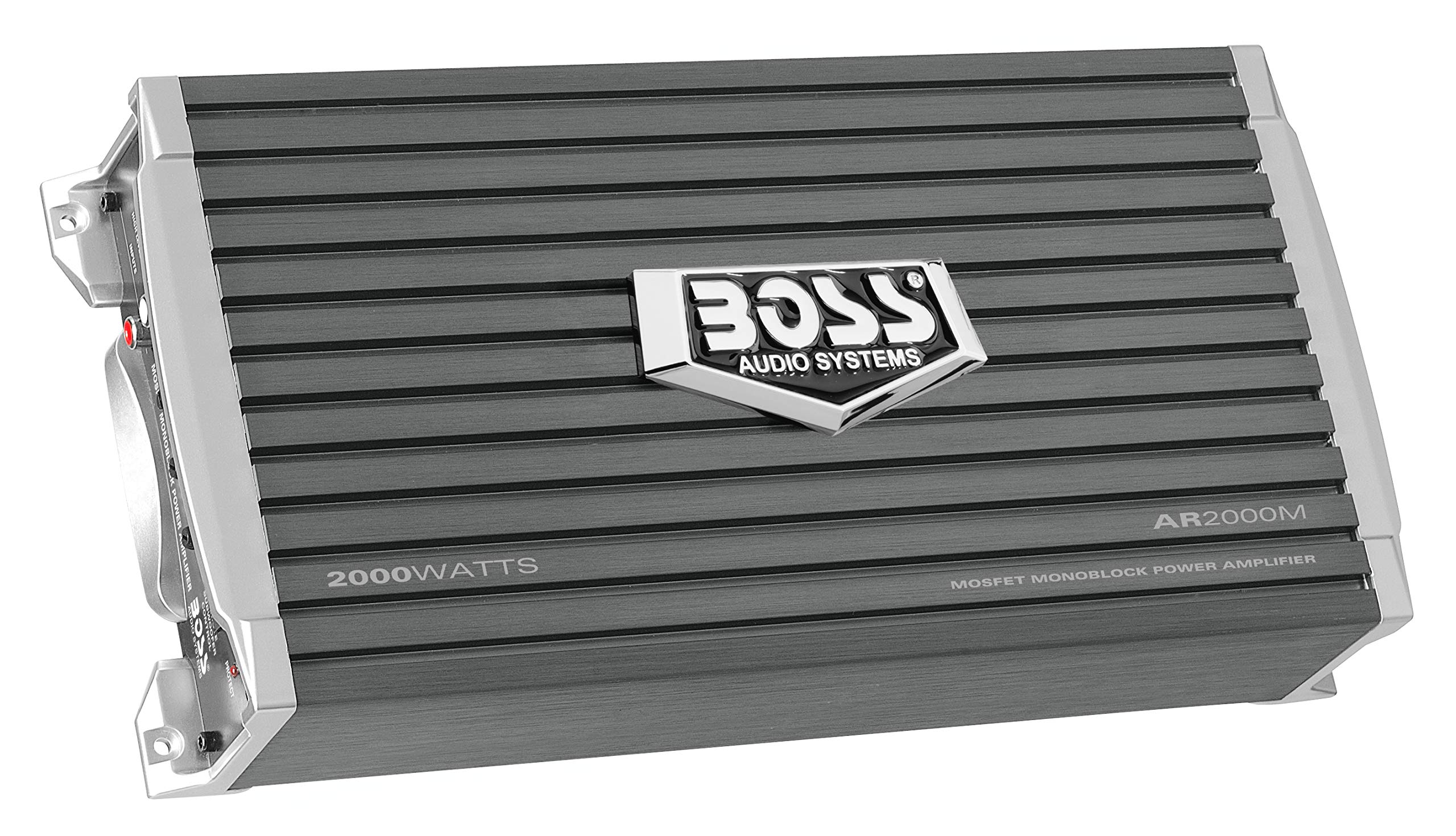 BOSS Audio Systems AR2000M Monoblock Car Amplifier - 2000 Watts, 2-4 Ohm Stable, Class A-B, Mosfet Power Supply, Gray