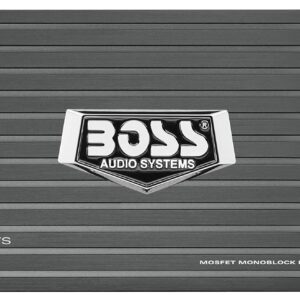 BOSS Audio Systems AR2000M Monoblock Car Amplifier - 2000 Watts, 2-4 Ohm Stable, Class A-B, Mosfet Power Supply, Gray