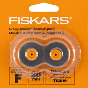 Fiskars 157390-1001 Titanium Rotary Replacement Blades, 28mm, 2 Pack,Silver/Orange