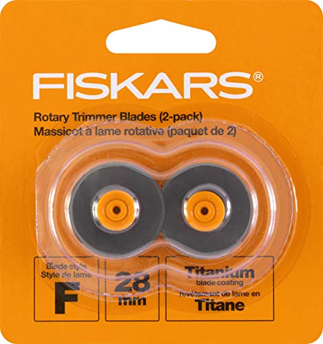 Fiskars 157390-1001 Titanium Rotary Replacement Blades, 28mm, 2 Pack,Silver/Orange