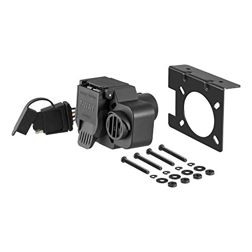 CURT 57101 Dual-Output Vehicle-Side 7-Pin, 4-Pin Connectors with Backup Alarm, Factory Tow Package and USCAR Socket Required, Black