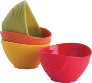 trudeau silicone, set of 4 pinch bowls, 3-1/2 by 3-1/2, multicolor (0990059)