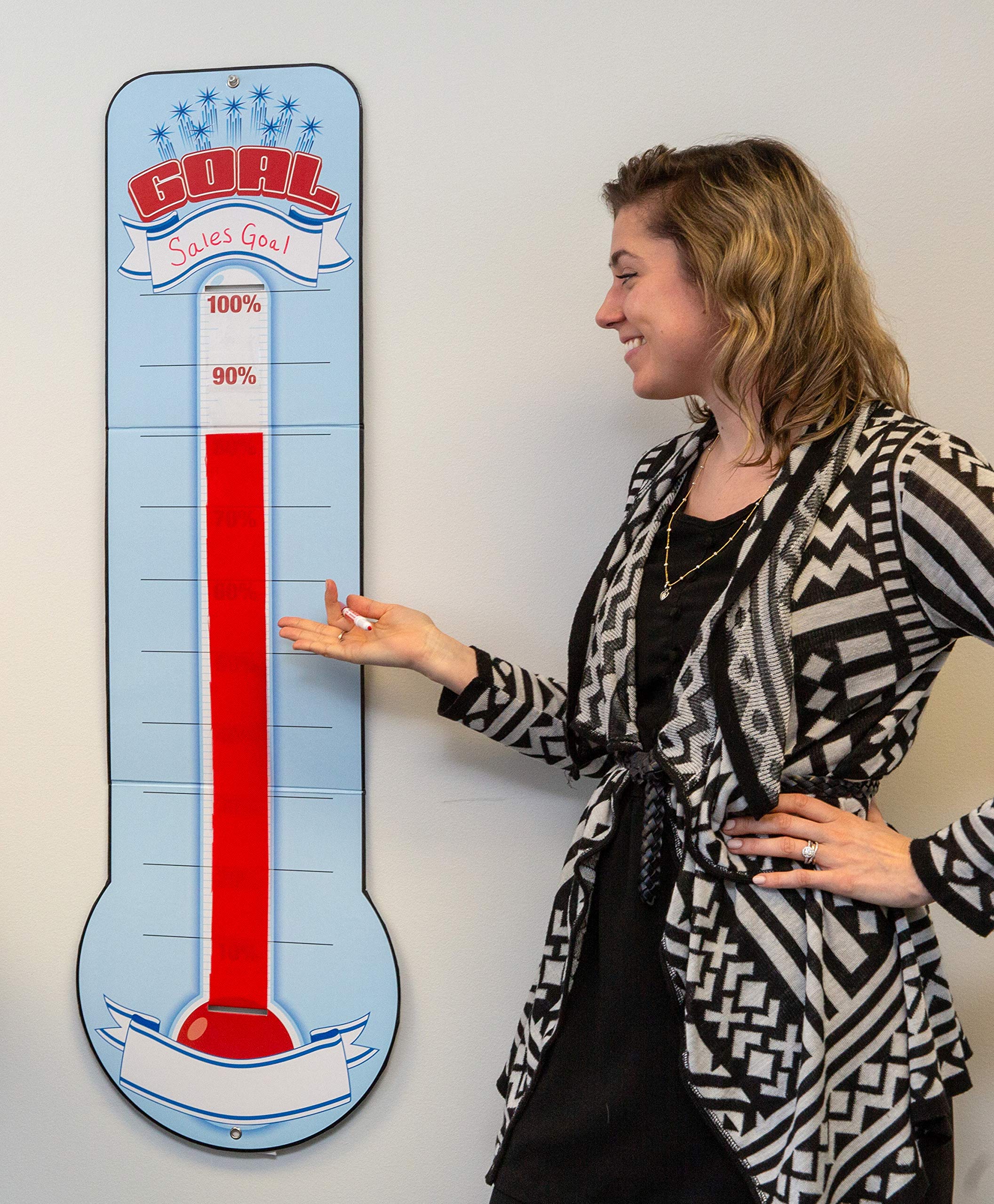 BigMouth Inc. Goal Chart, Goal Setting Thermometer for Classroom & Office Decor, 48” x 11”