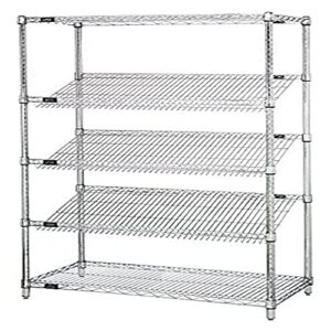 quantum storage systems 1836sl6c 5-tier stationary wire shelving unit with 3 slanted shelves, chrome finish, 400 lb. load capacity, 36" w x 18" l x 63" h