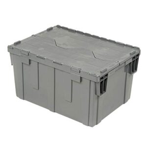 distribution container with hinged lid, 28-1/8x20-3/4x15-5/8, gray