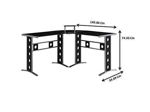 Coaster Keizer 3-piece L-shape Office Desk Set Black and Silver 800228