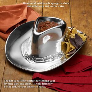 Wilton Armetale Cowboy Hat Chip and Dip Server, 12-Inch-by-15.25-Inch, Silver