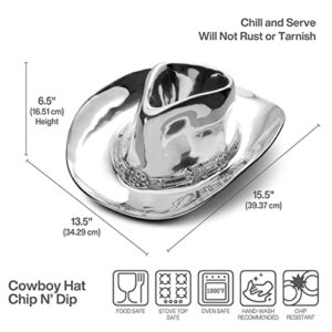 Wilton Armetale Cowboy Hat Chip and Dip Server, 12-Inch-by-15.25-Inch, Silver