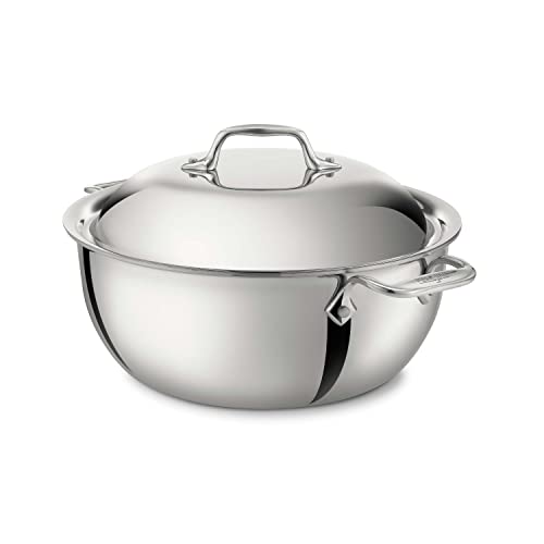 All-Clad D3 3-Ply Stainless Steel Dutch Oven 5.5 Quart Induction Oven Broil Safe 600F Pots and Pans, Cookware