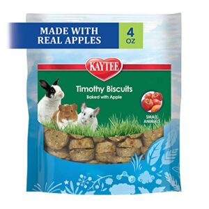 kaytee timothy biscuits baked treat for pet guinea pigs, rabbits & other small animals, apple, 4 oz