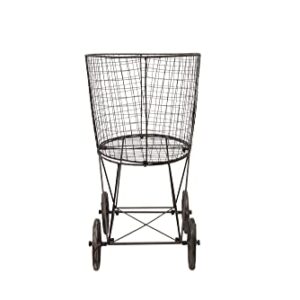 Creative Co-op Vintage Metal Laundry Basket with Wheels 25" x 15" x 26 3/4" (W x D x H)