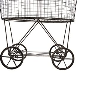 Creative Co-op Vintage Metal Laundry Basket with Wheels 25" x 15" x 26 3/4" (W x D x H)