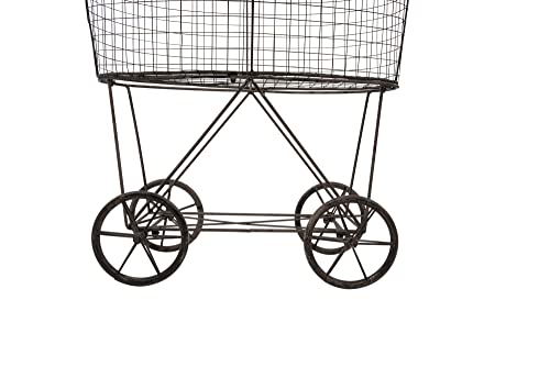 Creative Co-op Vintage Metal Laundry Basket with Wheels 25" x 15" x 26 3/4" (W x D x H)