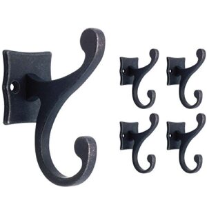 franklin brass double scroll hook assembly wall hooks 5-pack, gunmetal, fbscrh5-tdg-c