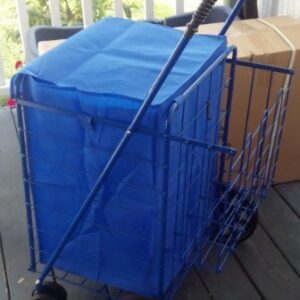 Swivel Wheels FOLDING SHOPPING/LAUNDRY CART with Double Basket Cart - Blue