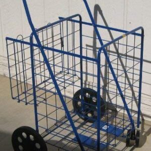 Swivel Wheels FOLDING SHOPPING/LAUNDRY CART with Double Basket Cart - Blue