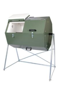 jora composter jk 270 - outdoor dual chamber compost tumbler - 70 gallon - galvanized steel construction