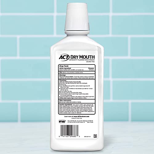 ACT Dry Mouth Anticavity Zero Alcohol Fluoride Mouthwash, Soothing Mint, 33.8 fl. oz.