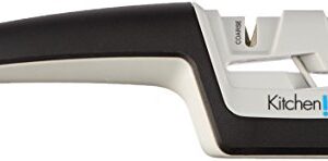 Kitchen IQ Diamond Pro Pull-Thru Knife and Scissor Sharpener,White/Black